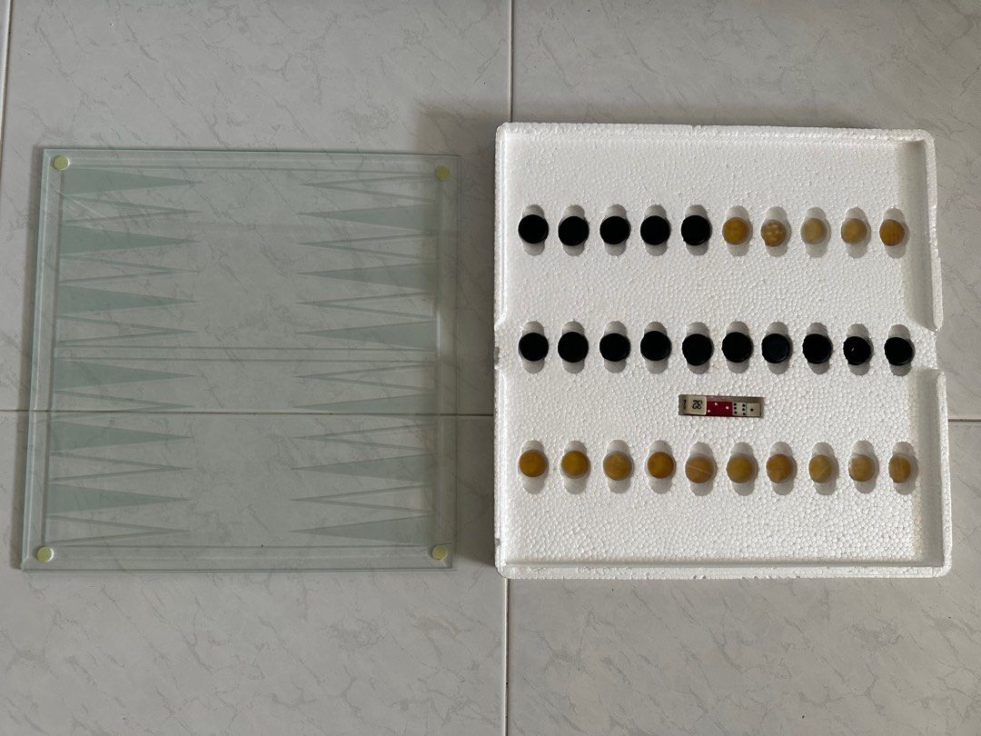 Glass backgammon set, Hobbies & Toys, Toys & Games on Carousell