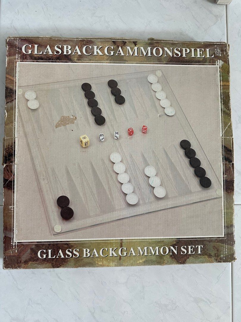 Glass backgammon set, Hobbies & Toys, Toys & Games on Carousell