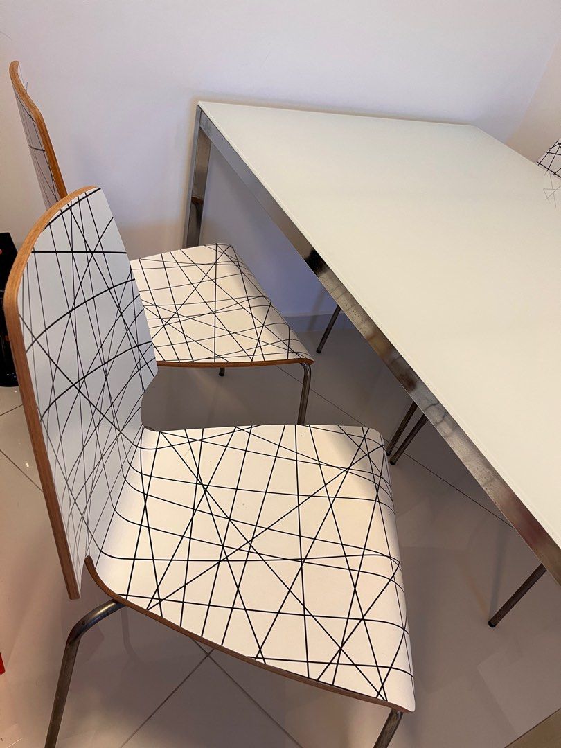 Translucent Glass top Dining Table And 4 Chairs, Furniture & Home ...