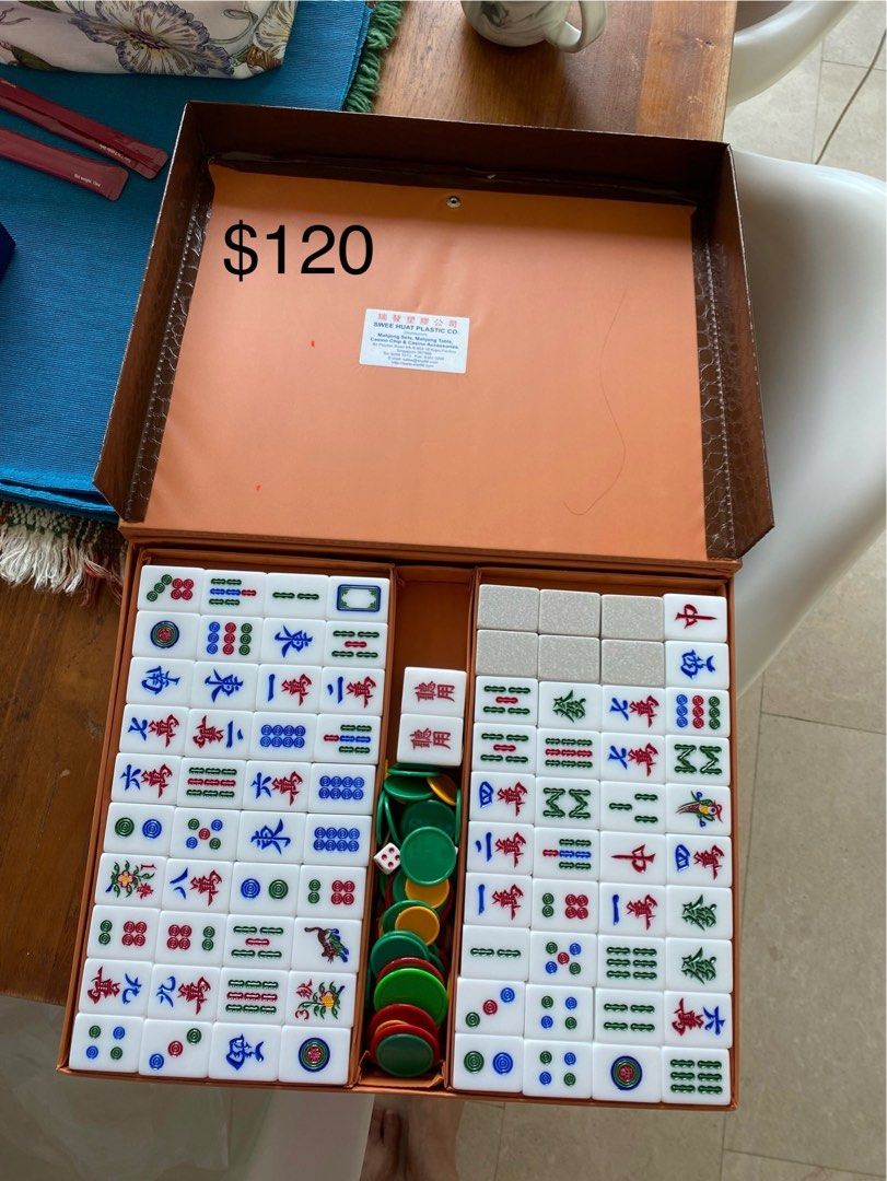 Hardly used new mahjong tiles and table for sale, Hobbies & Toys, Toys ...