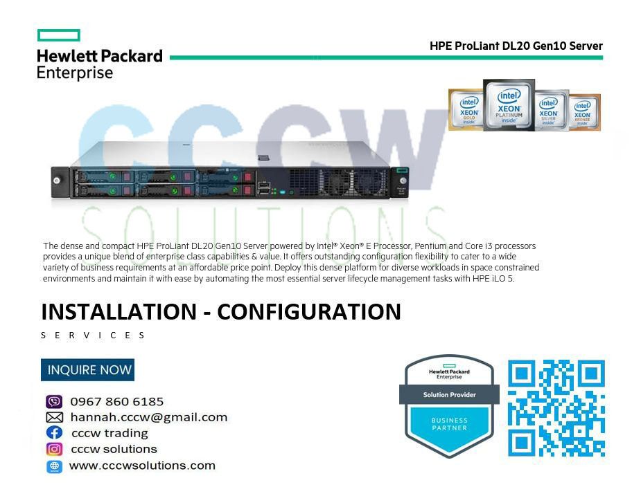 HPE ProLiant DL20 Gen10 Plus E-2314 4-core 16GB 1TB 2LFF Bundle Rack ...