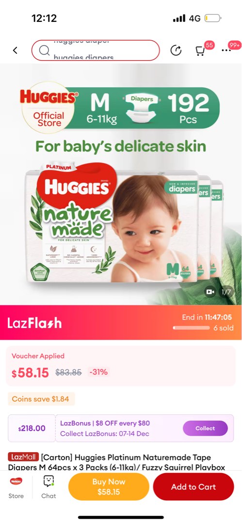 Huggies Nature Made M size Diaper, Babies & Kids, Bathing & Changing ...