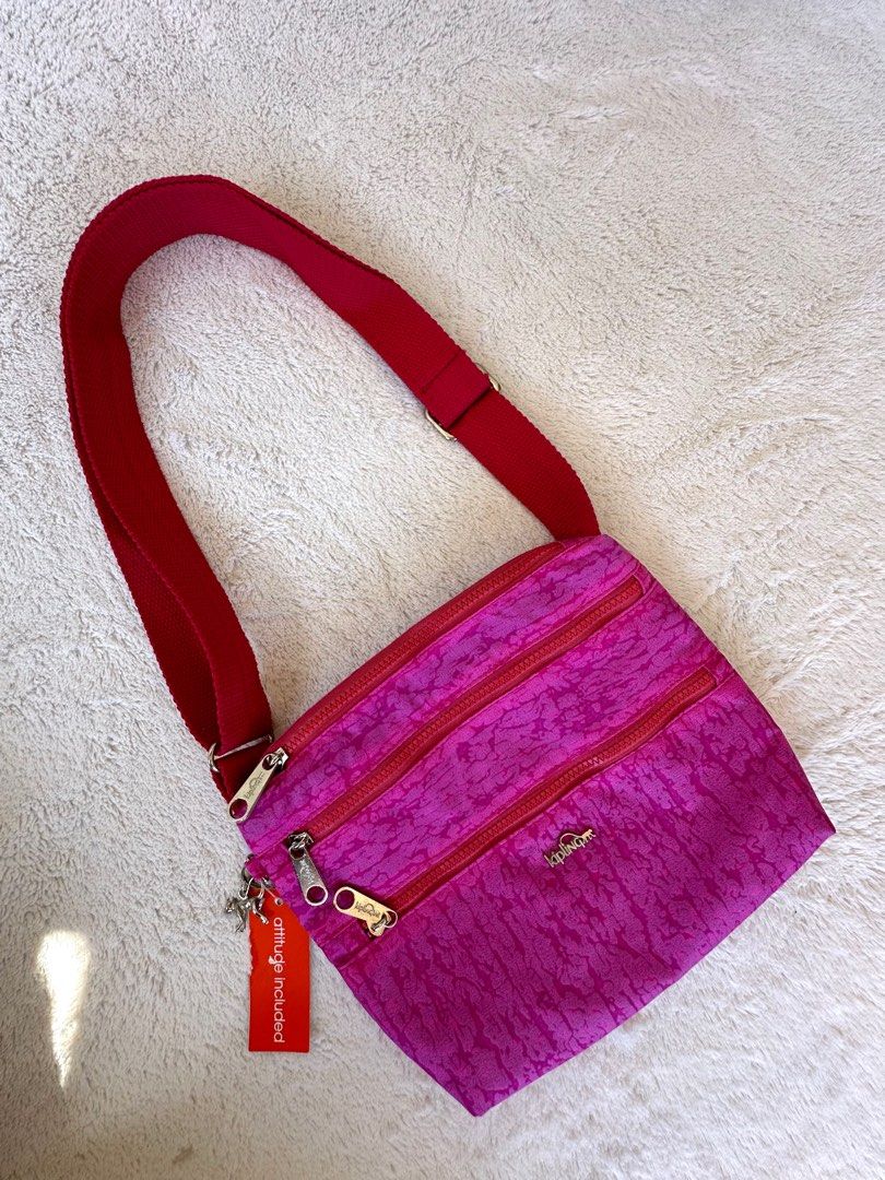 Kipling Hot Pink Multi-pocket Shoulder Bag, Women's Fashion, Bags ...