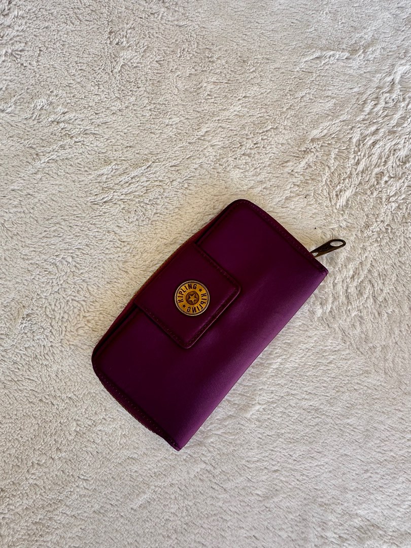 [Kipling] Purple Gold Logo Wallet & Card Holder, Women's Fashion, Bags ...
