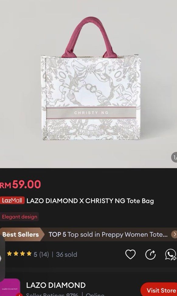 LAZO DIAMOND X CHRISTY NG Tote Bag, Women's Fashion, Bags & Wallets ...