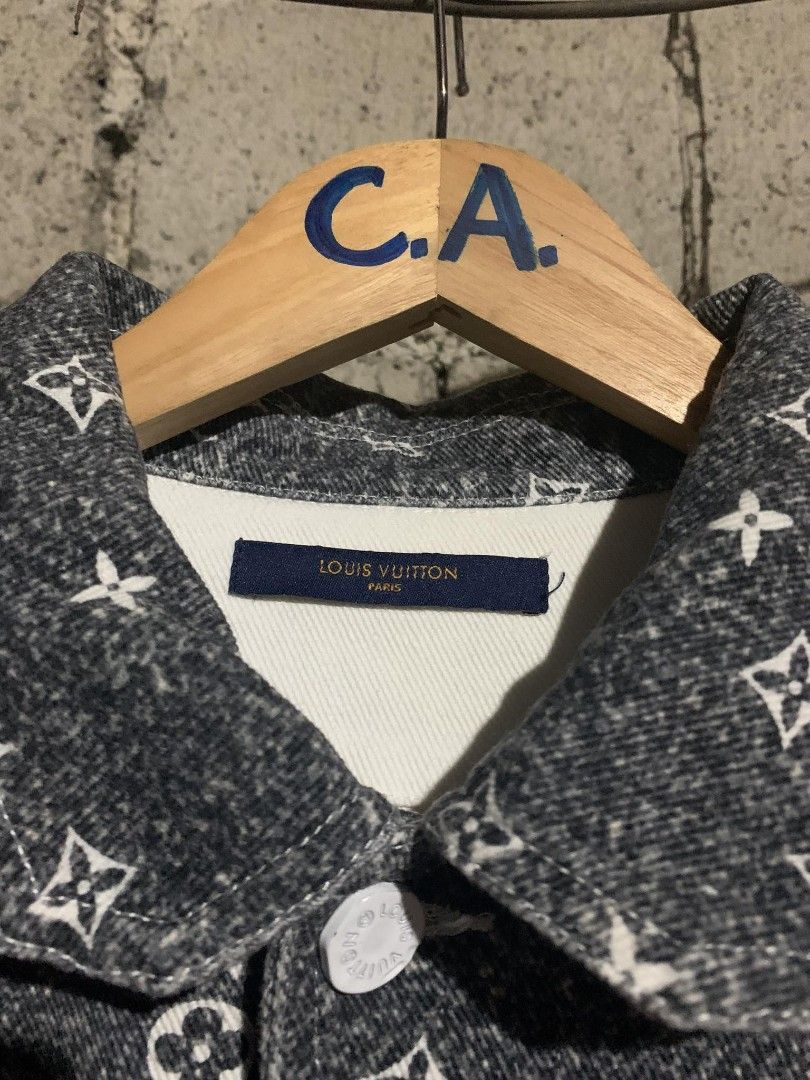 LV Classic LOGO pattern gradient splash ink denim jacket, Luxury ...