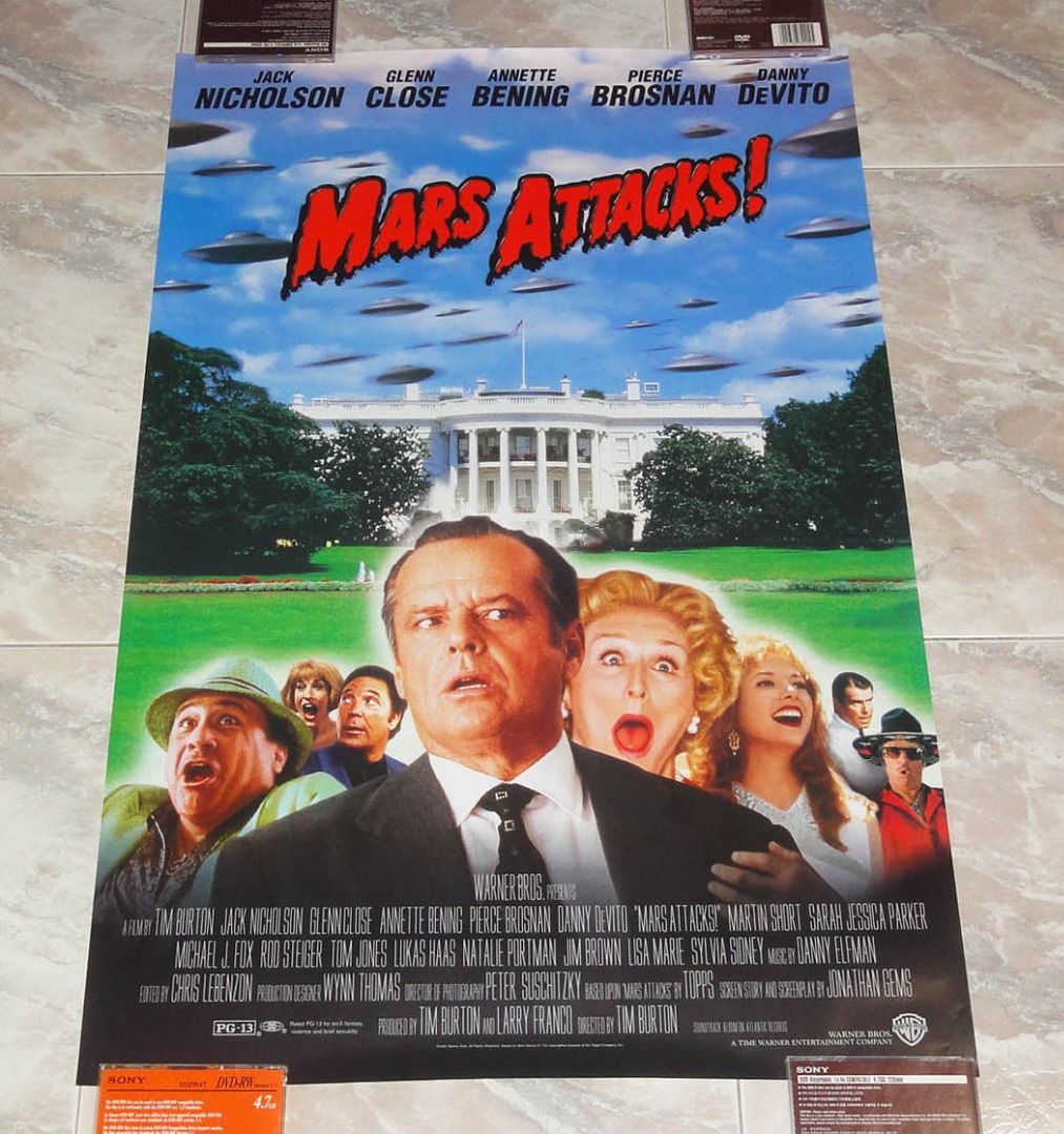 Mars Attacks Original One 1-Sheet Movie Poster 1996 USA Tim Burton Art ...