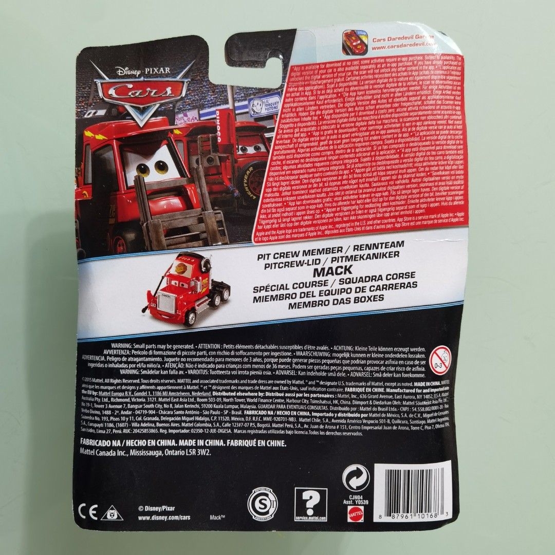 Mattel Disney Pixar Cars 反斗車王 Deluxe Pit Crew Member Mack Diecast Car ...