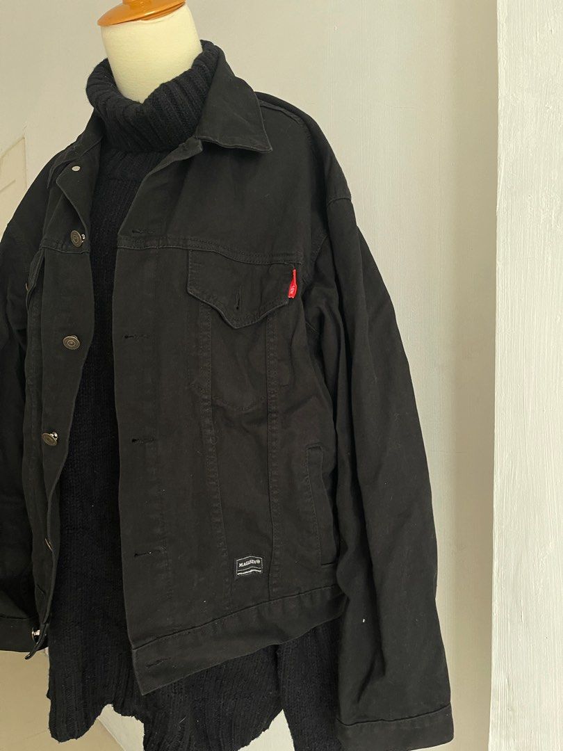 Megasine jacket denim pria warna hitam jaket pria, Fesyen Pria, Pakaian ...