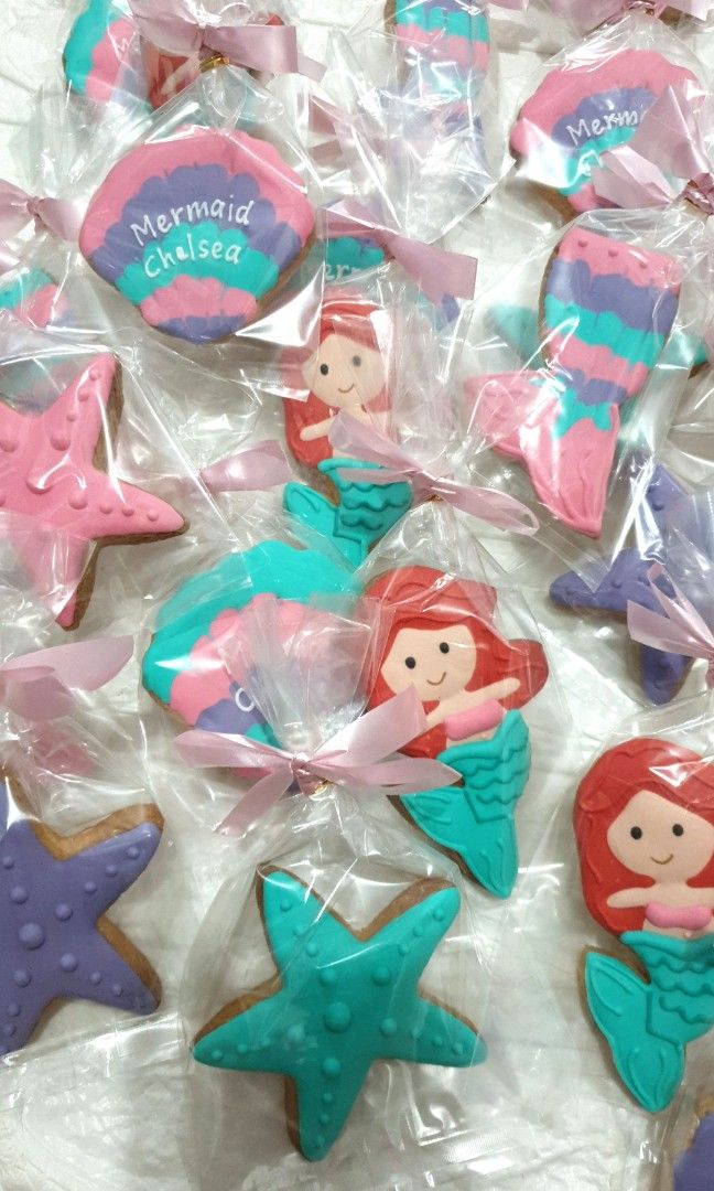 Mermaid Theme Icing Cookies, Food & Drinks, Homemade Bakes on Carousell