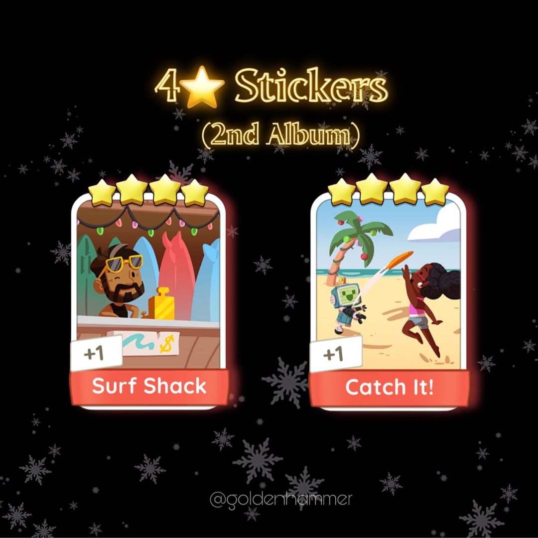 Monopoly Go Sticker 2nd Album 4 Star Sticker!, Video Gaming, Gaming ...