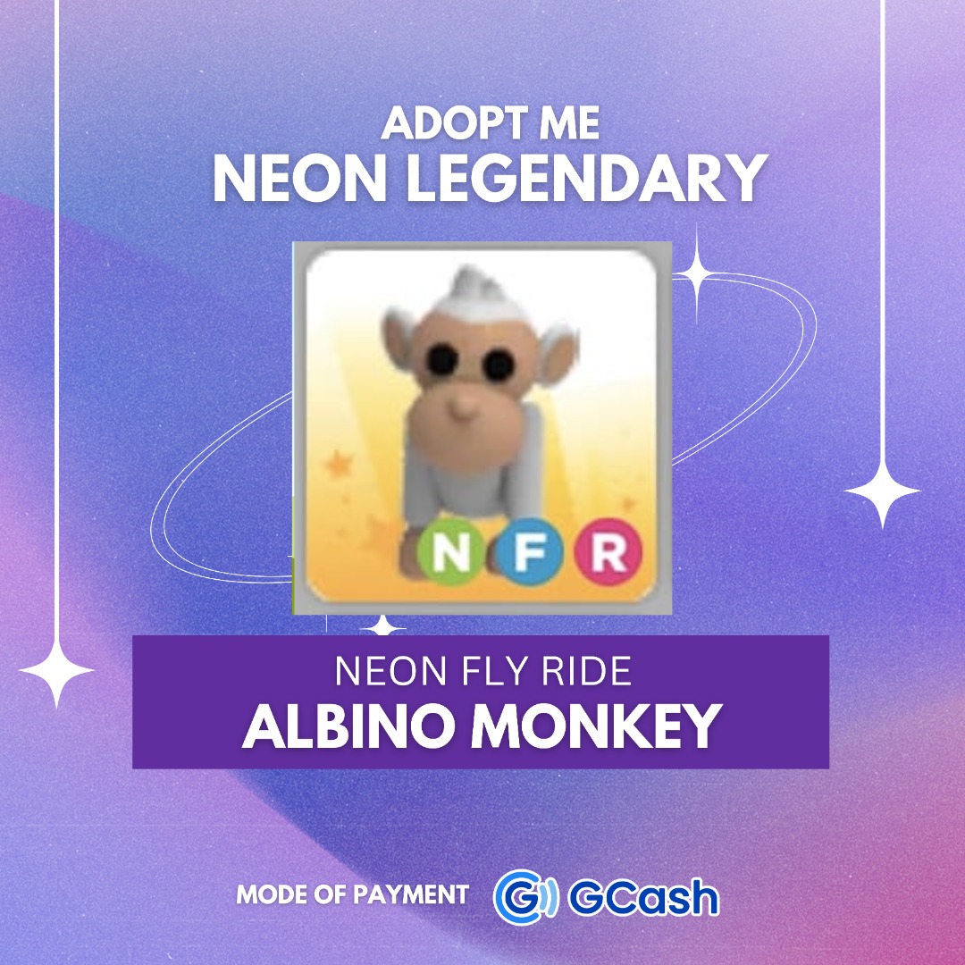 Neon Albino Monkey / NFR Albino Monkey in Adopt Me, Hobbies & Toys, Toys & Games on Carousell