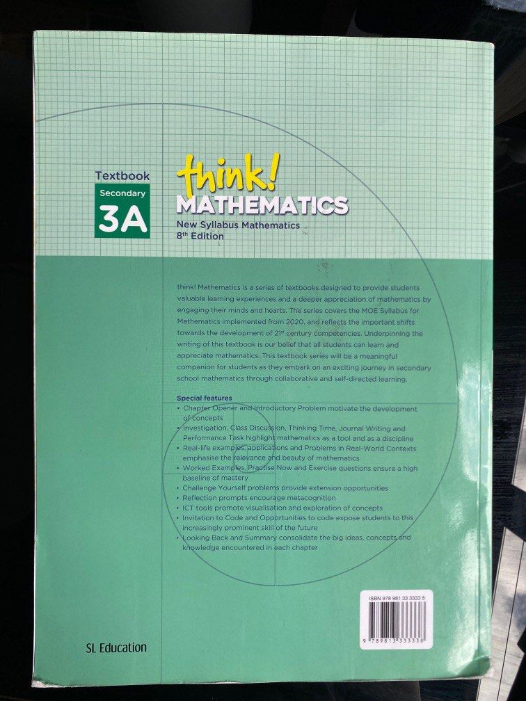 O Level E-Math Textbook 2024: Think!MATHEMATICS 3A 8th Edition, Hobbies ...