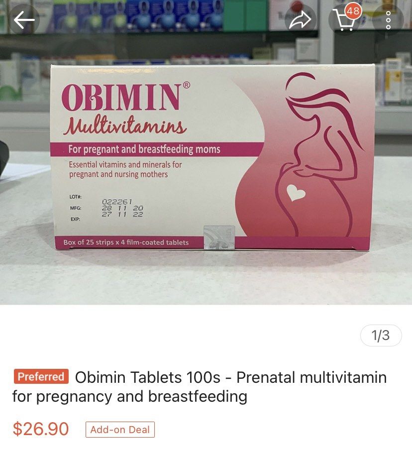 Obimin multivitamin & Folic Acid, Health & Nutrition, Health ...