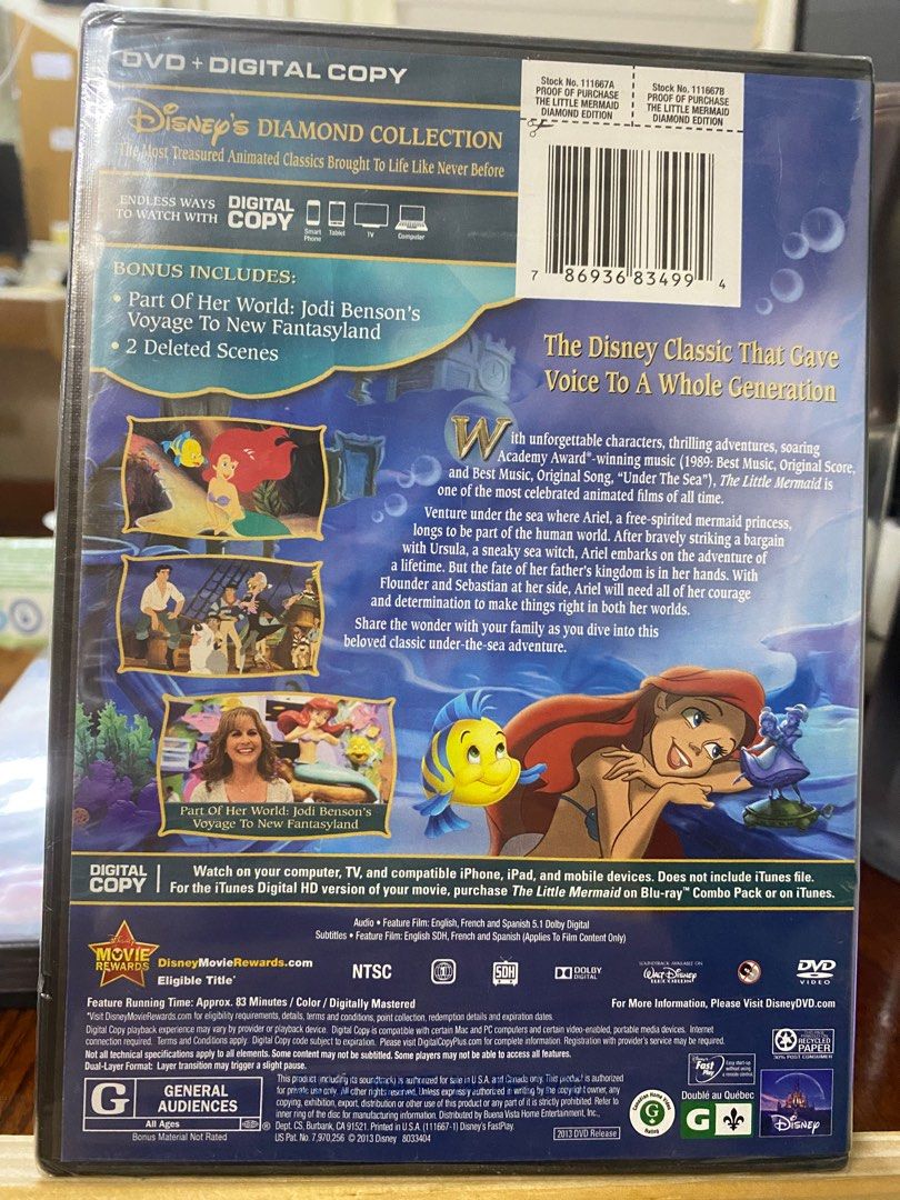 Original Dvd - Diamond Edition Disney Little Mermaid Region 1 DVD ...