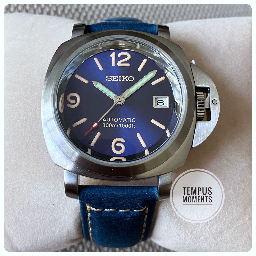 Panerai Radiant Blue Numerals automatic watch - Seiko mod, Men's ...
