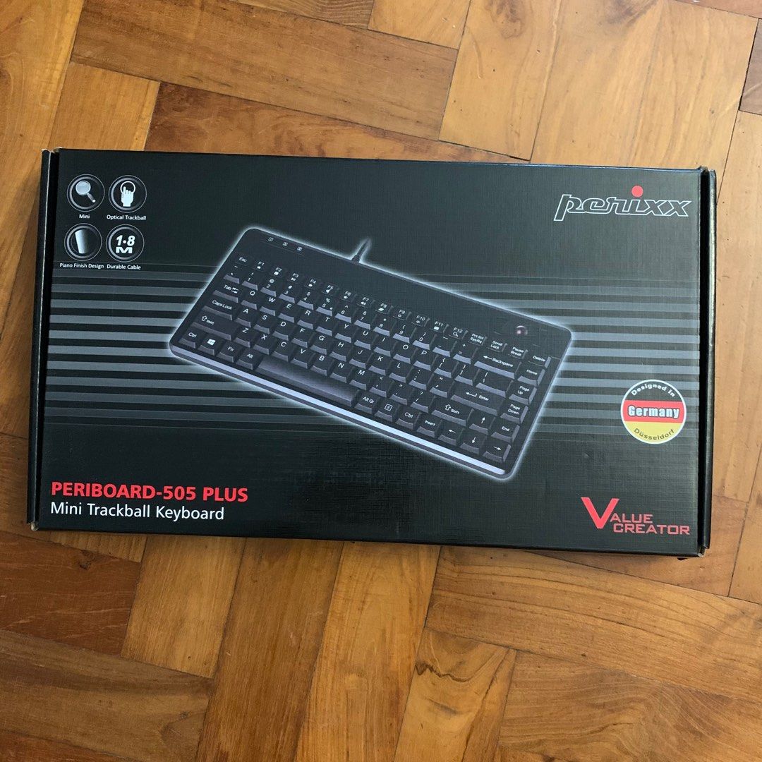 Perixx Periboard 505 Plus USB Trackball Keyboard, Computers & Tech ...