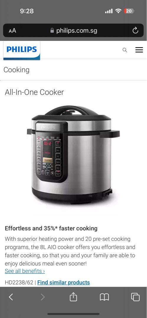 Philips Multi-cooker 8L, TV & Home Appliances, Kitchen Appliances ...
