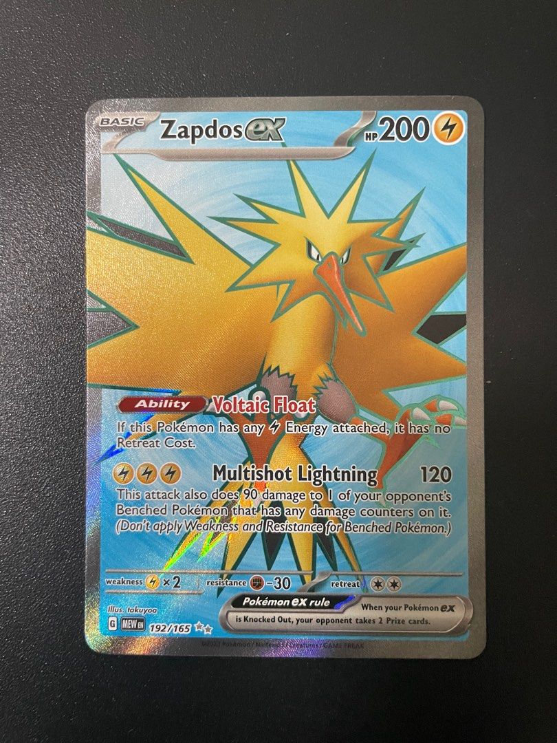 Pokemon TCG Zapdos ex - 192/165 - Full Art Secret Rare Scarlet & Violet ... Pokemon TCG Zapdos ex - 192/165 - Full Art Secret Rare Scarlet & Violet ...