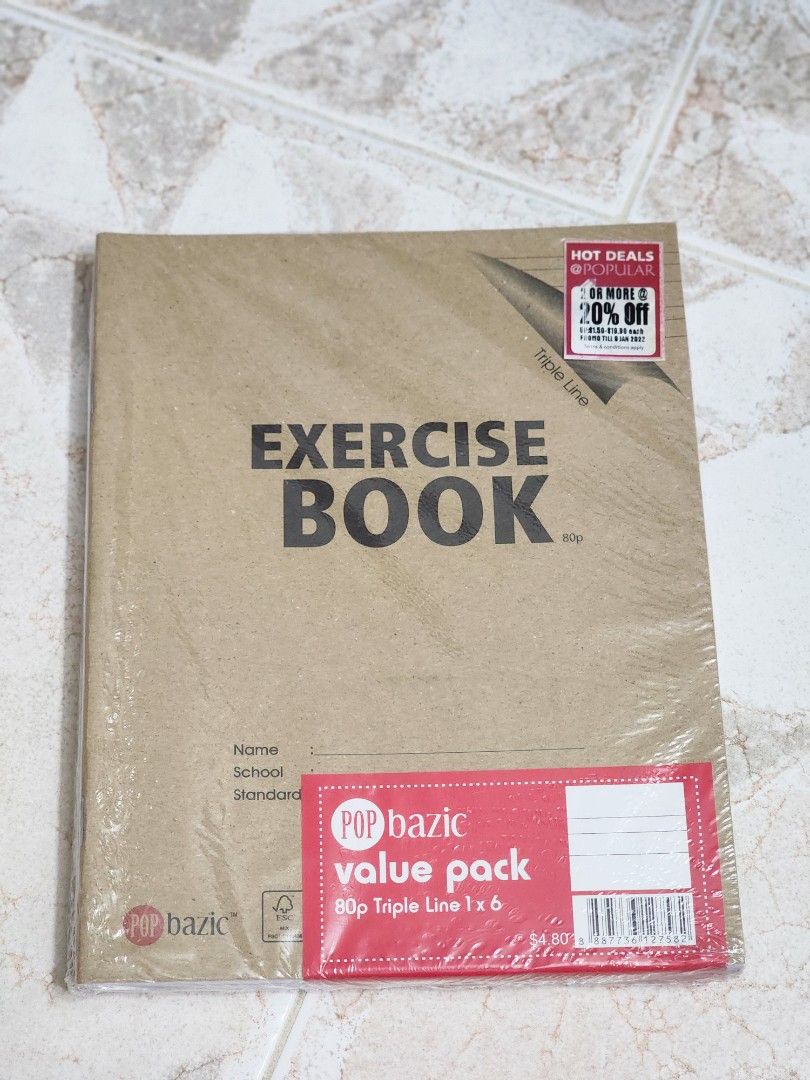 Pop Bazic Exercise Book - Triple Line, Hobbies & Toys, Stationery ...