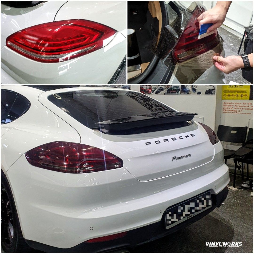 Porsche Panamera Rear Tail Lights Tinted Smoke Black Colour Protective ...