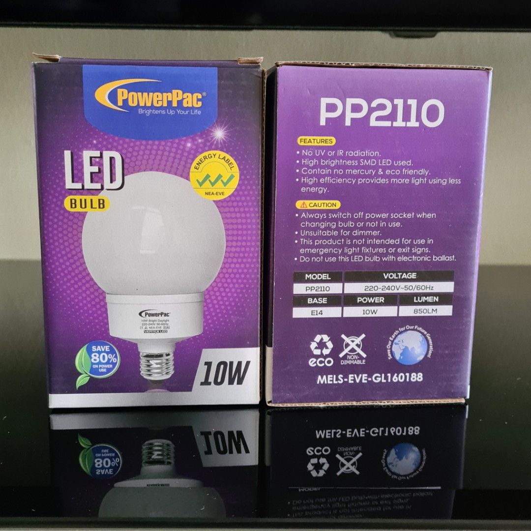 PowerPac LED Bulb 10W, Furniture & Home Living, Lighting & Fans ...