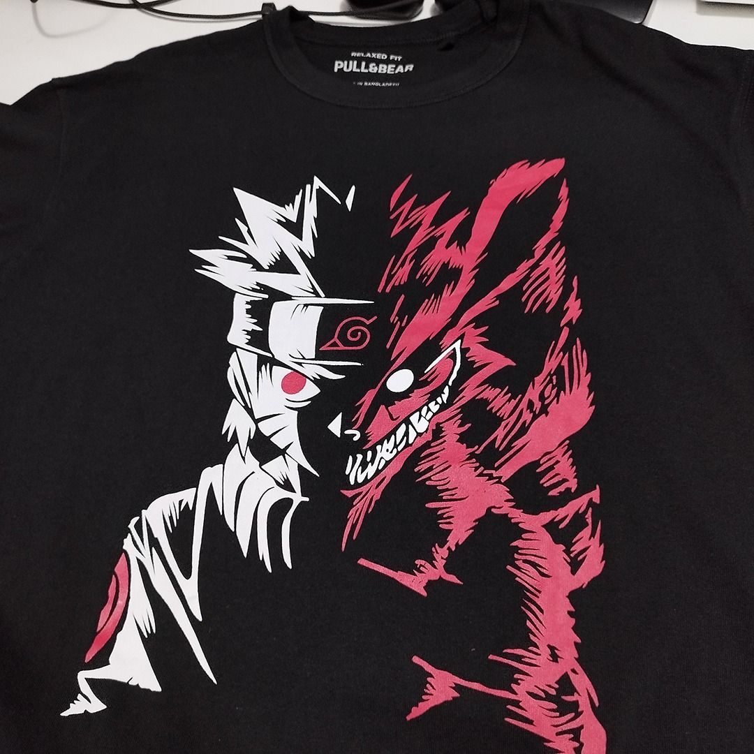 Pull&Bear x Naruto Kurama - Anime T-shirt, Men's Fashion, Tops & Sets ...