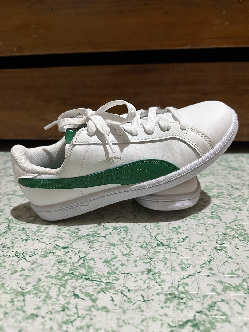 Puma Unisex Smash Leather Shoes Green UK Size 3, Women's Fashion ...