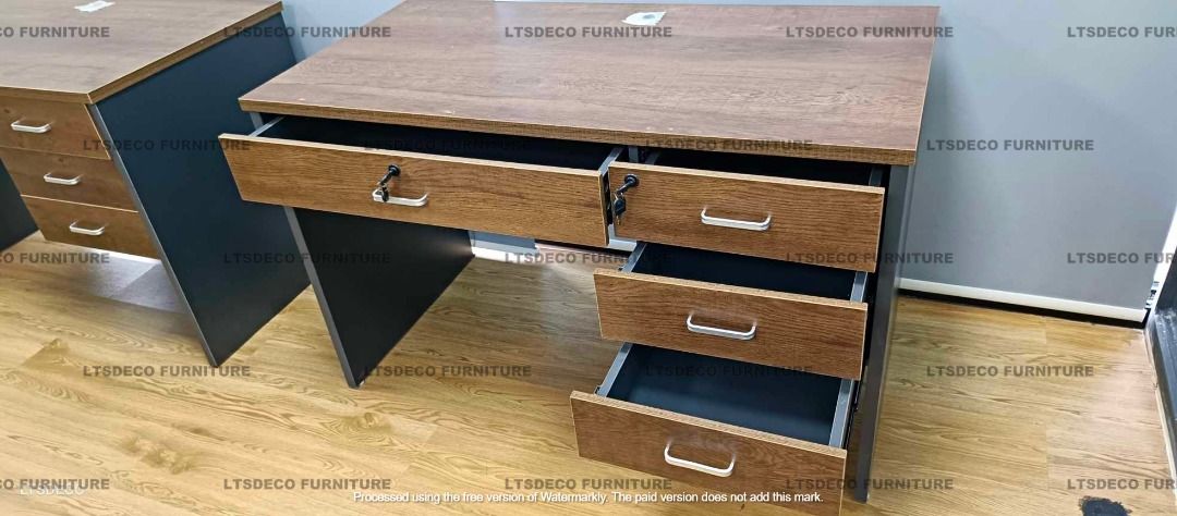 READY MADE OFFICE TABLE WITH 3-LAYER SIDE DRAWERS OFFICE PARTITION ...