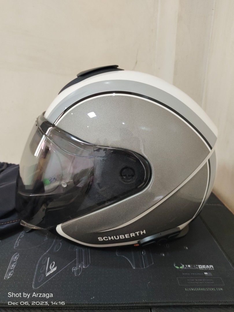 schuberth m1 pro half face helmet large with sc1m intercom, extra clear ...
