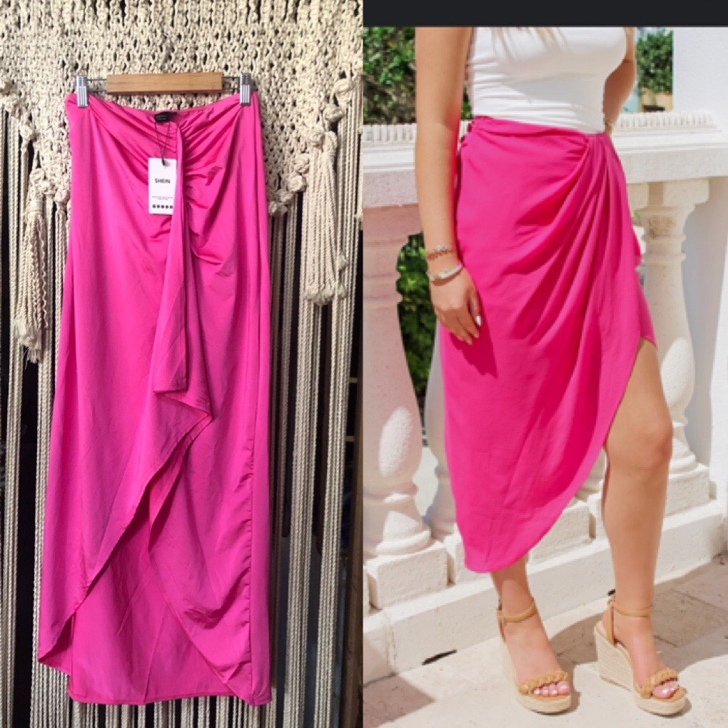Shein overlapping long skirt, Women's Fashion, Bottoms, Skirts on Carousell