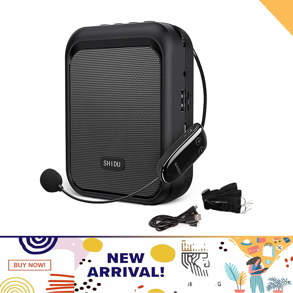 SHIDU Mini Voice Amplifier Portable Bluetooth Speaker with UHF Wireless ...