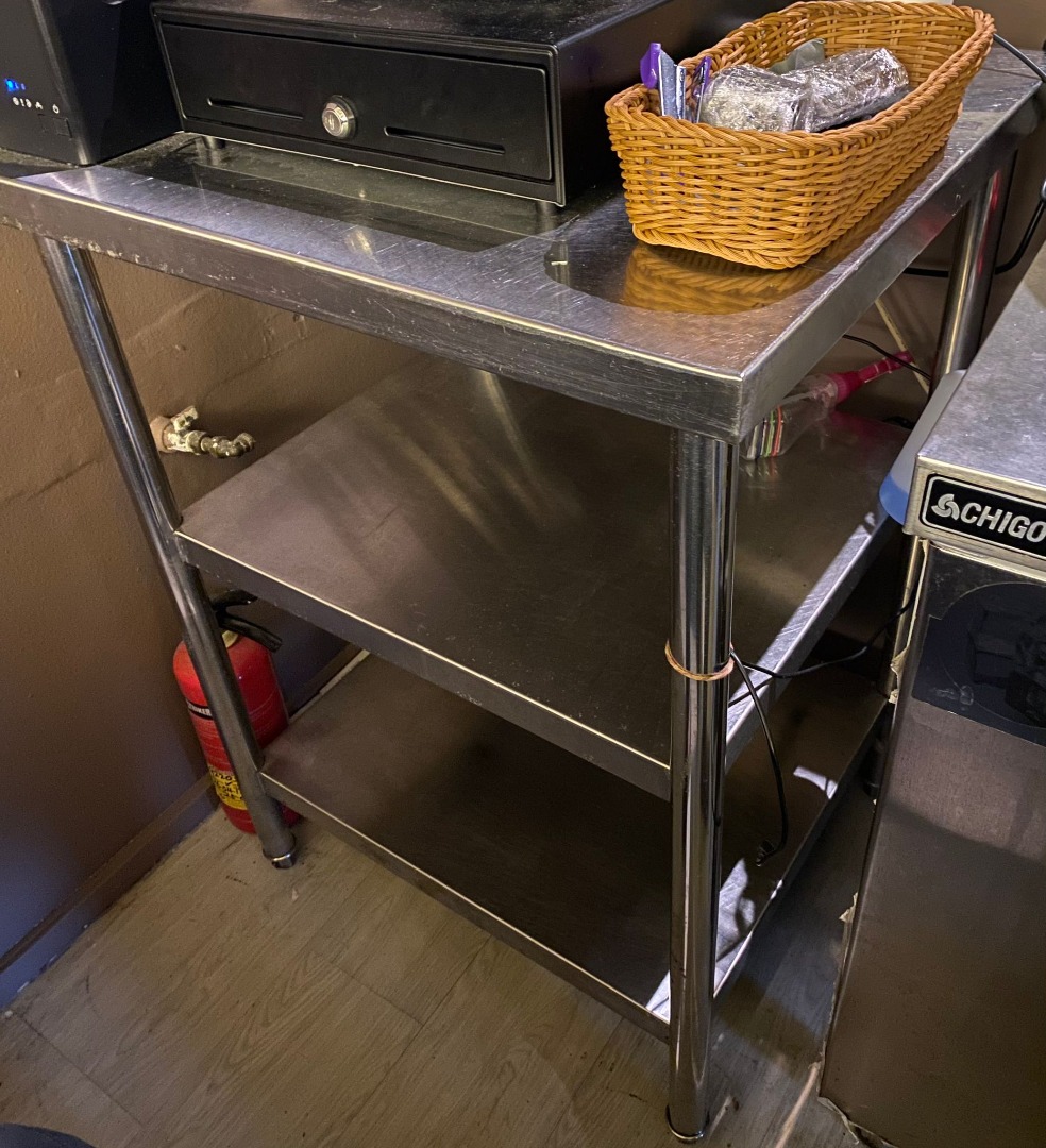 Stainless Steel 2 shelved table, Furniture & Home Living, Kitchenware ...