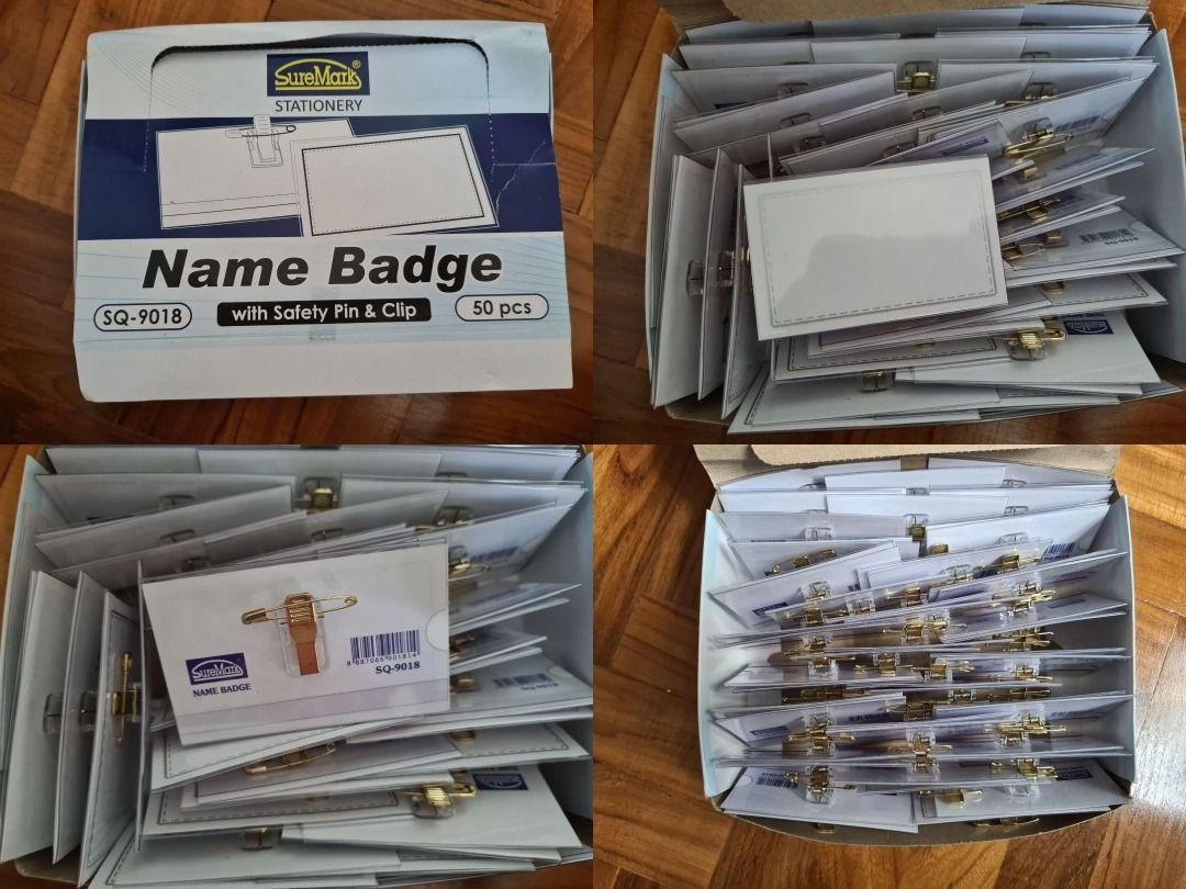 SureMark Name Tag Badge with Gold Safety Pin and Clip | School Badges ...