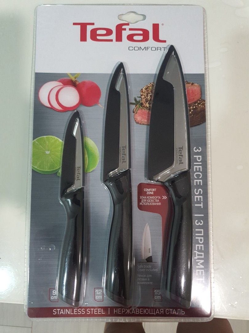 TEFAL 3 pieces set SST KNIFE, Furniture & Home Living, Kitchenware ...