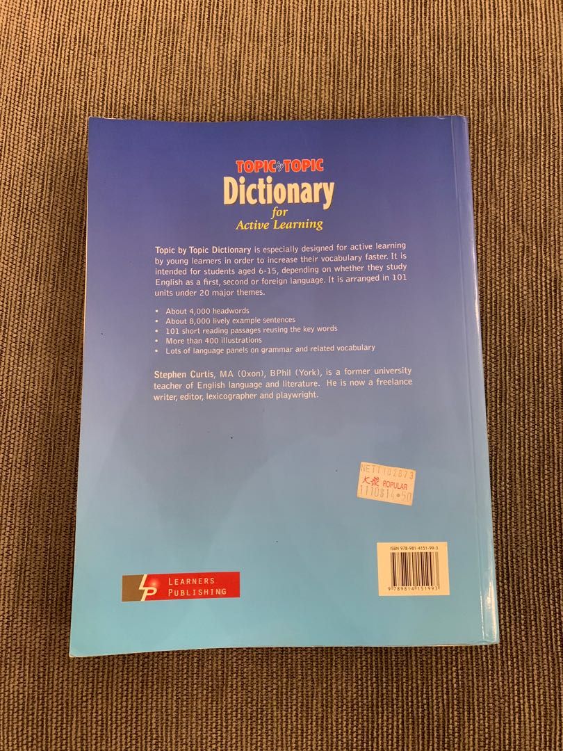 Topic by Topic Dictionary for Active Learning, Hobbies & Toys, Books ...