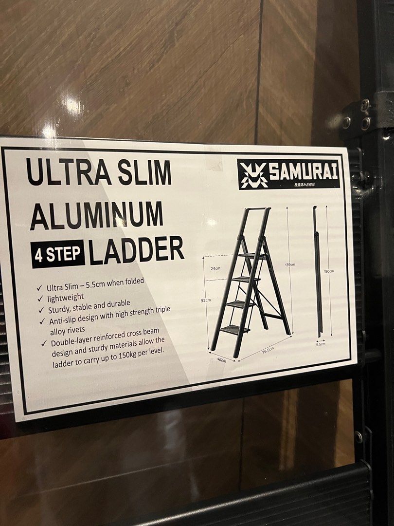Ultra-slim 4 step ladder, Furniture & Home Living, Home Improvement ...