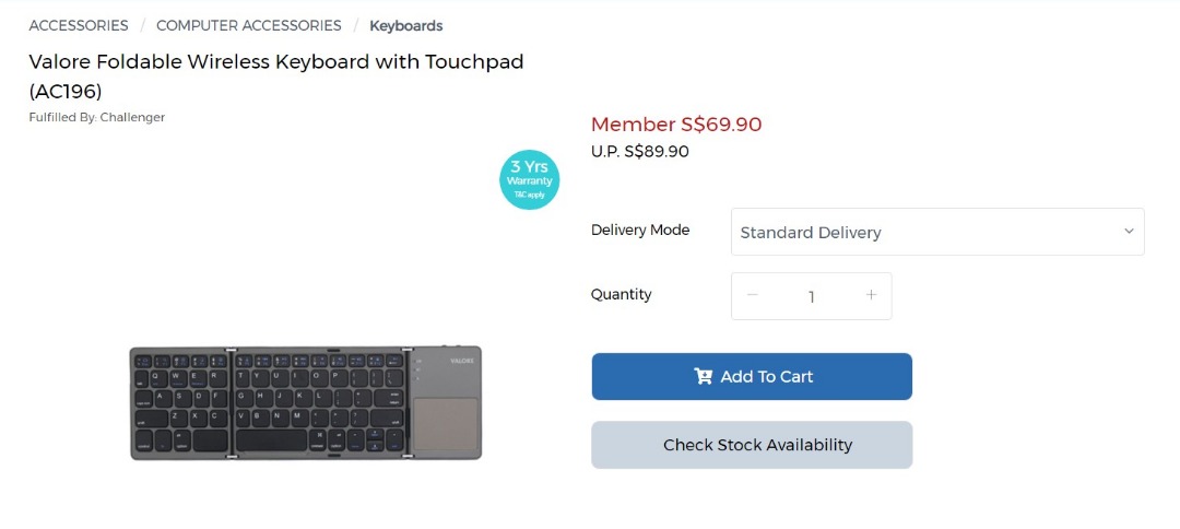 Valore Foldable Wireless Keyboard with Touchpad, Computers & Tech, Parts & Accessories, Computer ...