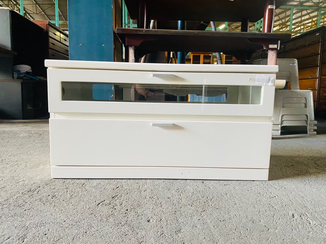WHITE DUCO FINISH TV CABINET WITH DRAWERS IN GOOD CONDITION SIZE 35L x ...