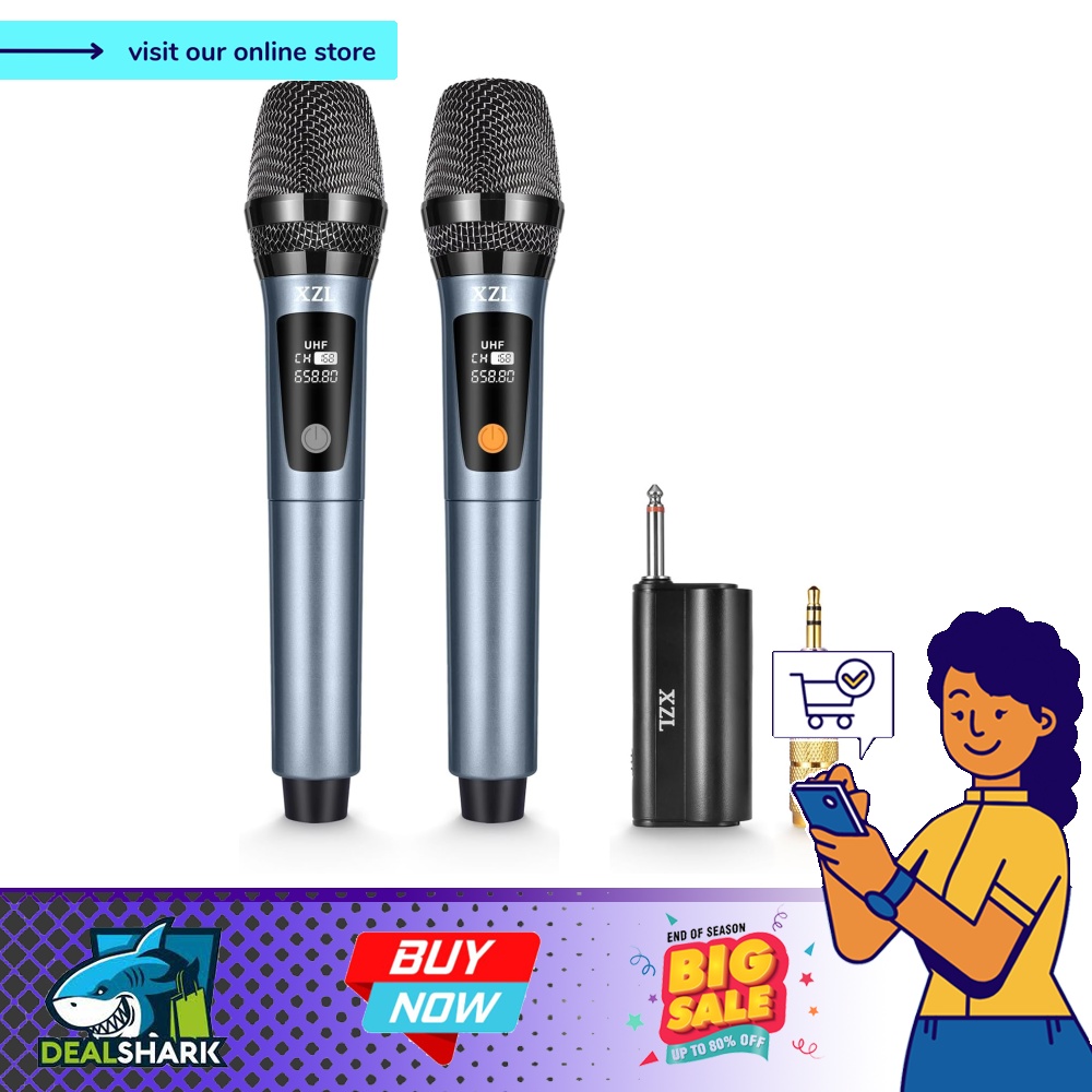 XZL Professional Wireless Microphones for Karaoke Singing, Rechargeable ...