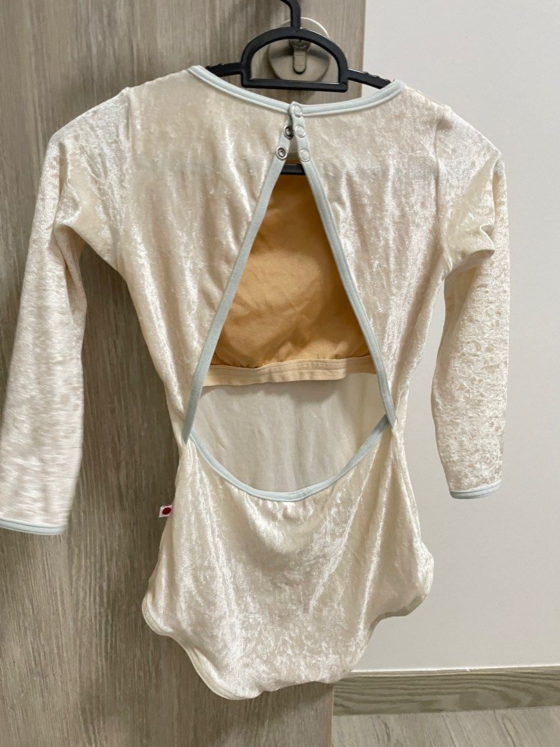 Yumiko white Velvet ballet leotard yoga pirate, Women's Fashion ...