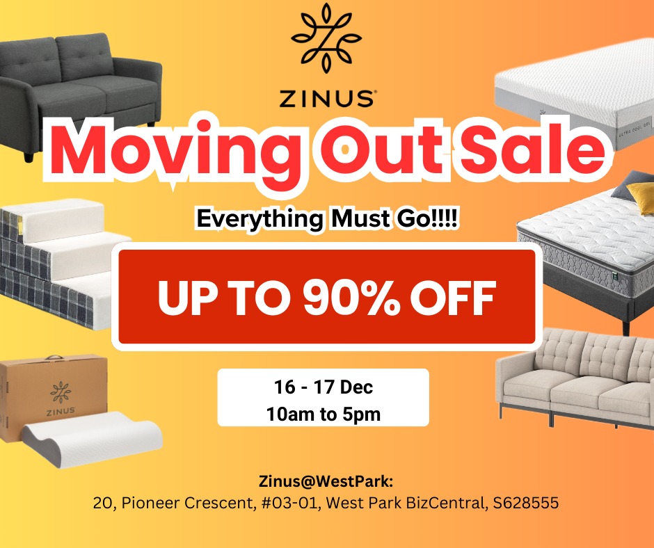 Zinus Moving Out Sale! (16th to 17th Dec 2023) ***Last Weekend ...