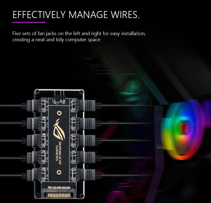 10 Ports RGB Fan HUB PC Desktop ASUS AURA SYNC 5V 3PIN ARGB Extension ...