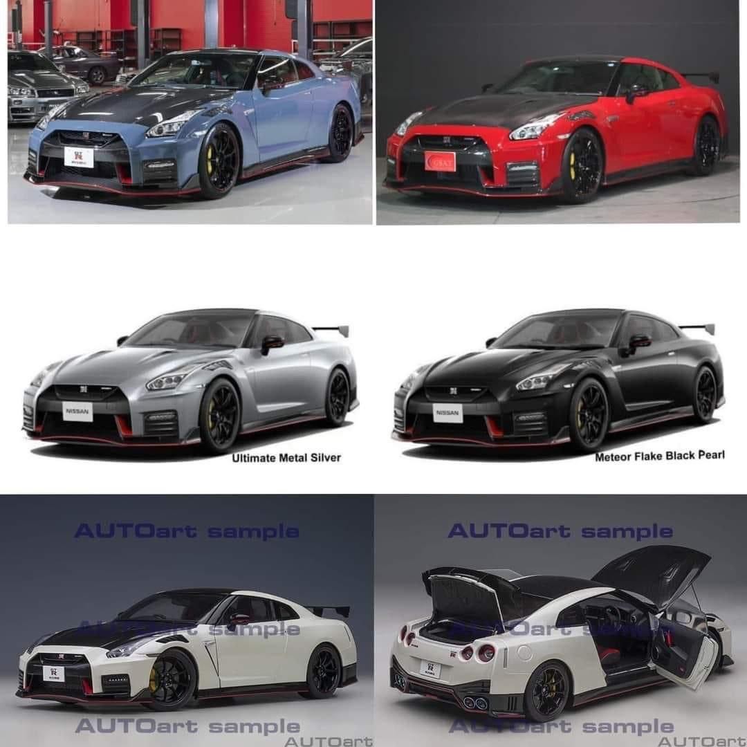 1/18 AutoArt Nissan GT-R R35 Nismo (full opening) - White, Stealth Grey ...
