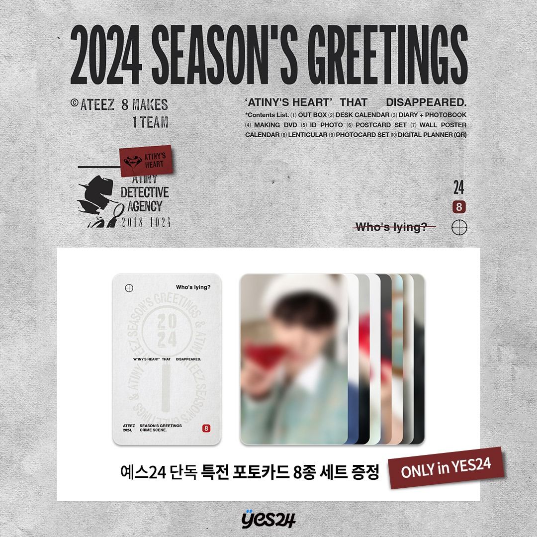 Pre-order 預購｜韓星 K-pop 〗[ Yes24 / K4 預售特典 ] ATEEZ Official 2024 SEASON'S ...