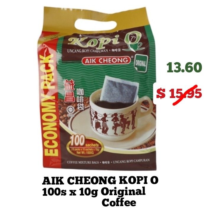 AIK CHEONG KOPI O Original Coffee 100s x 10g, Food & Drinks, Beverages ...