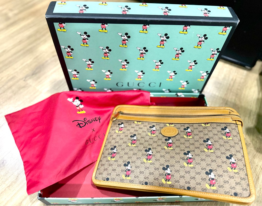 Authentic Disney x Gucci Mickey Mouse GG Pouch, Luxury, Bags & Wallets ...