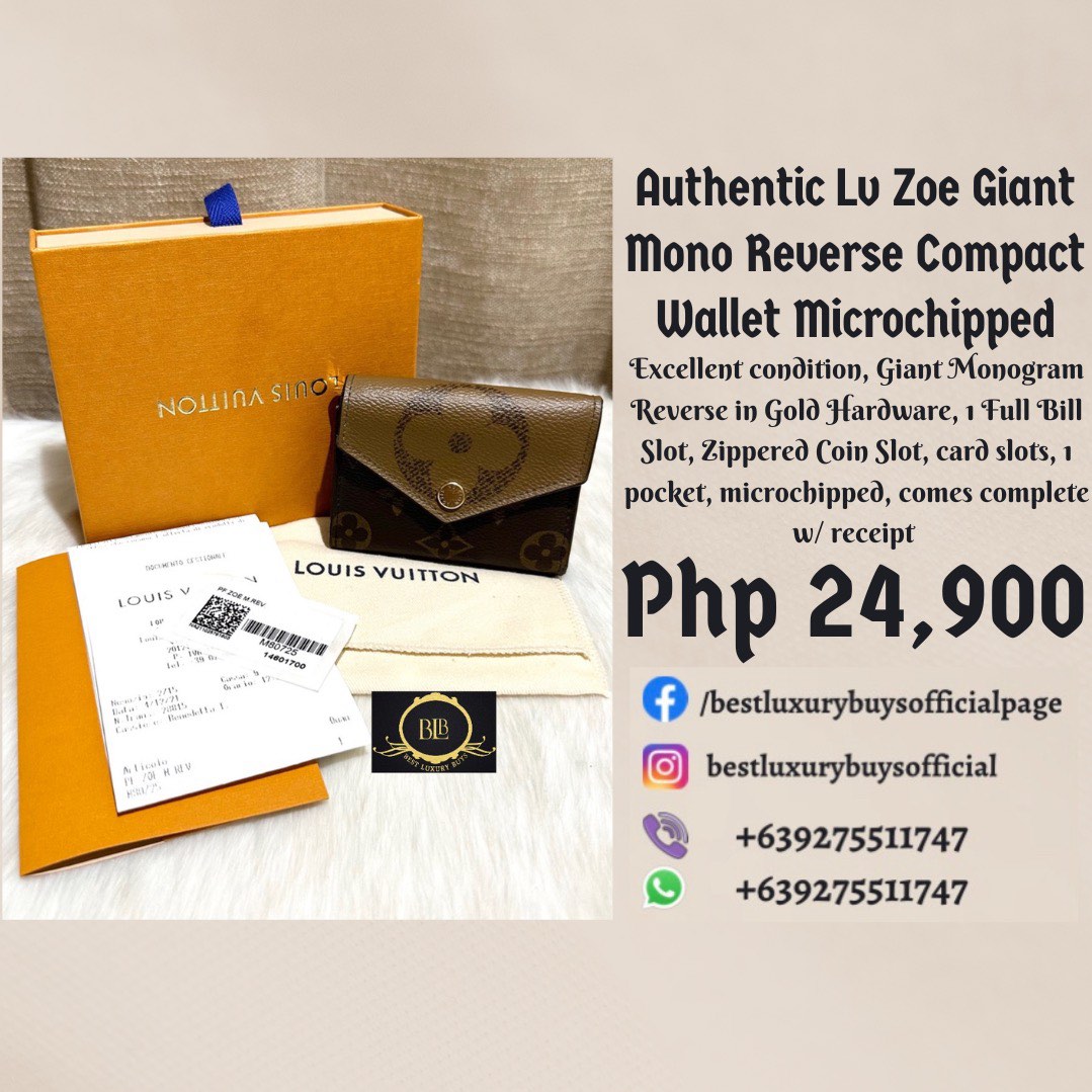 Authentic Louis Vuitton Lv Zoe Giant Monogram Reverse Compact Wallet ...
