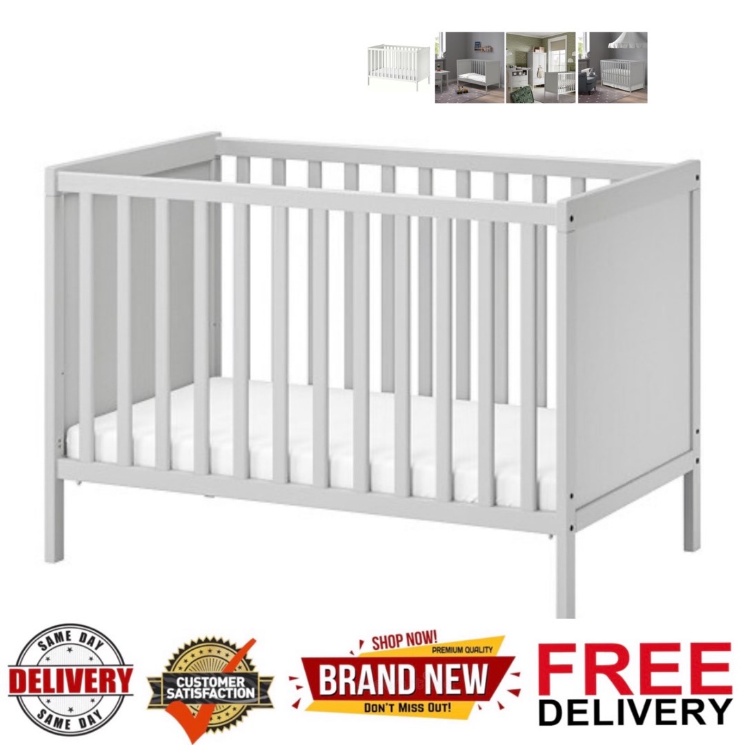 Baby Cot brand new ikea SUNDVIK Cot Grey 60x120, Babies & Kids, Baby Nursery & Kids Furniture ...