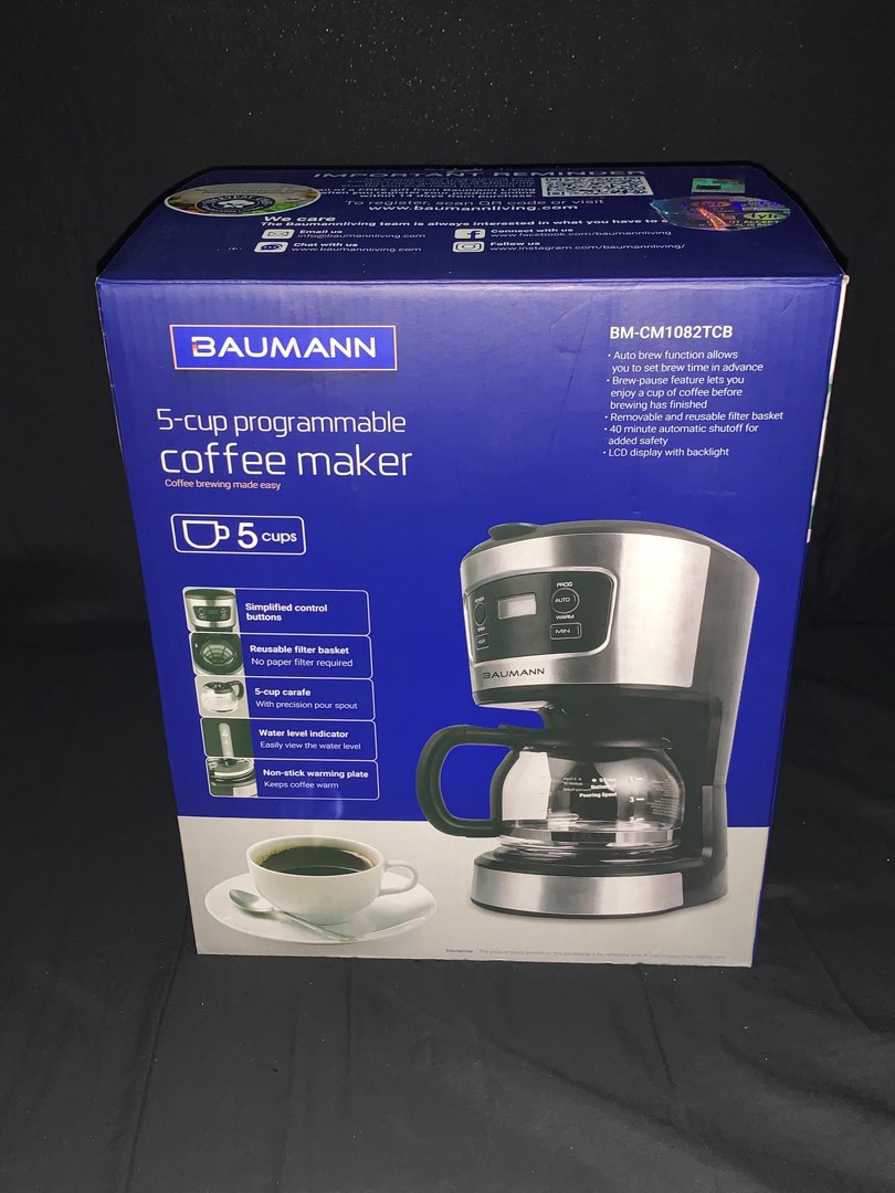 Baumann 5-cup Programmable Coffee Maker, TV & Home Appliances, Kitchen ...